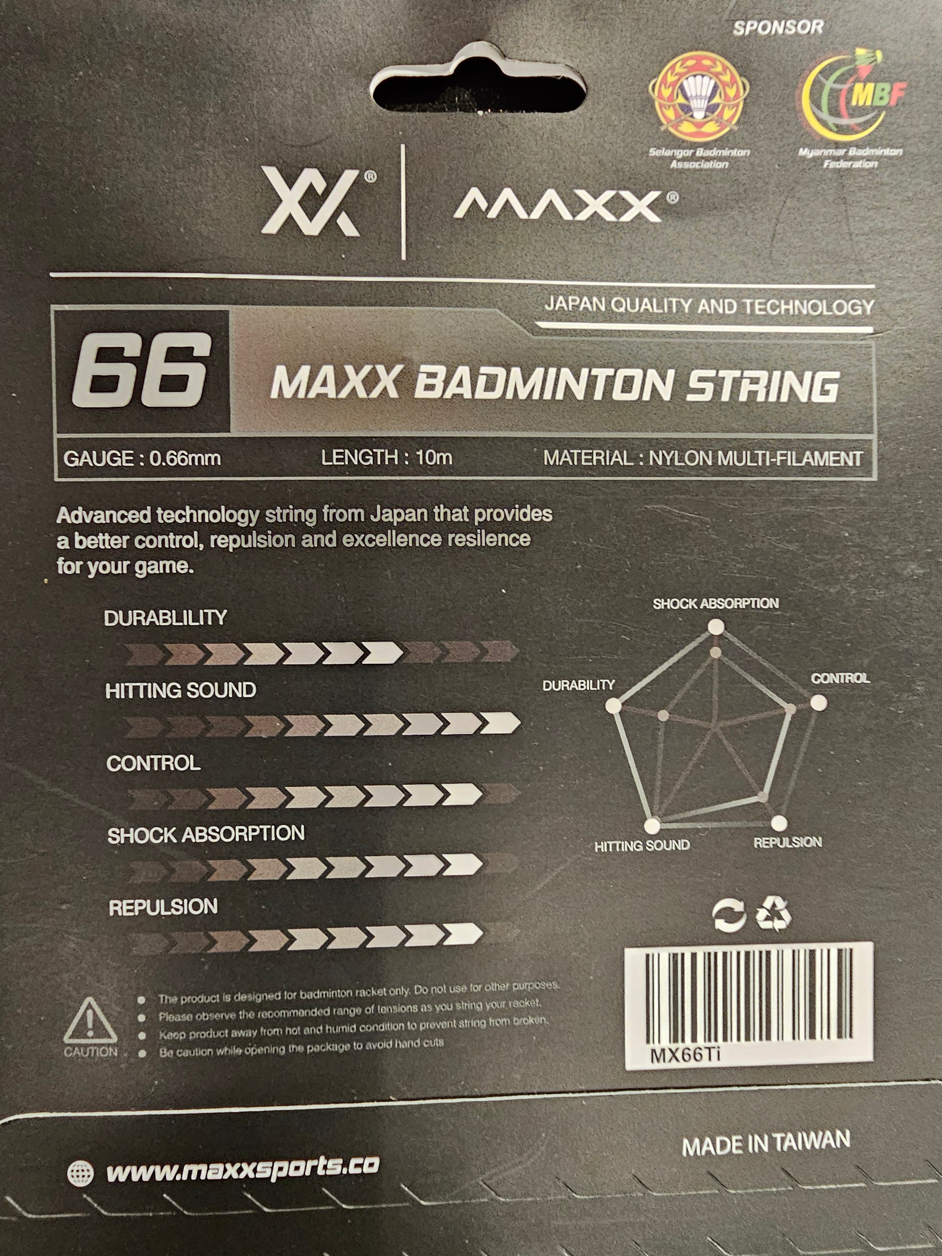 Maxx Sports performance Badminton String MX66 0.66mm | badminton racket ...