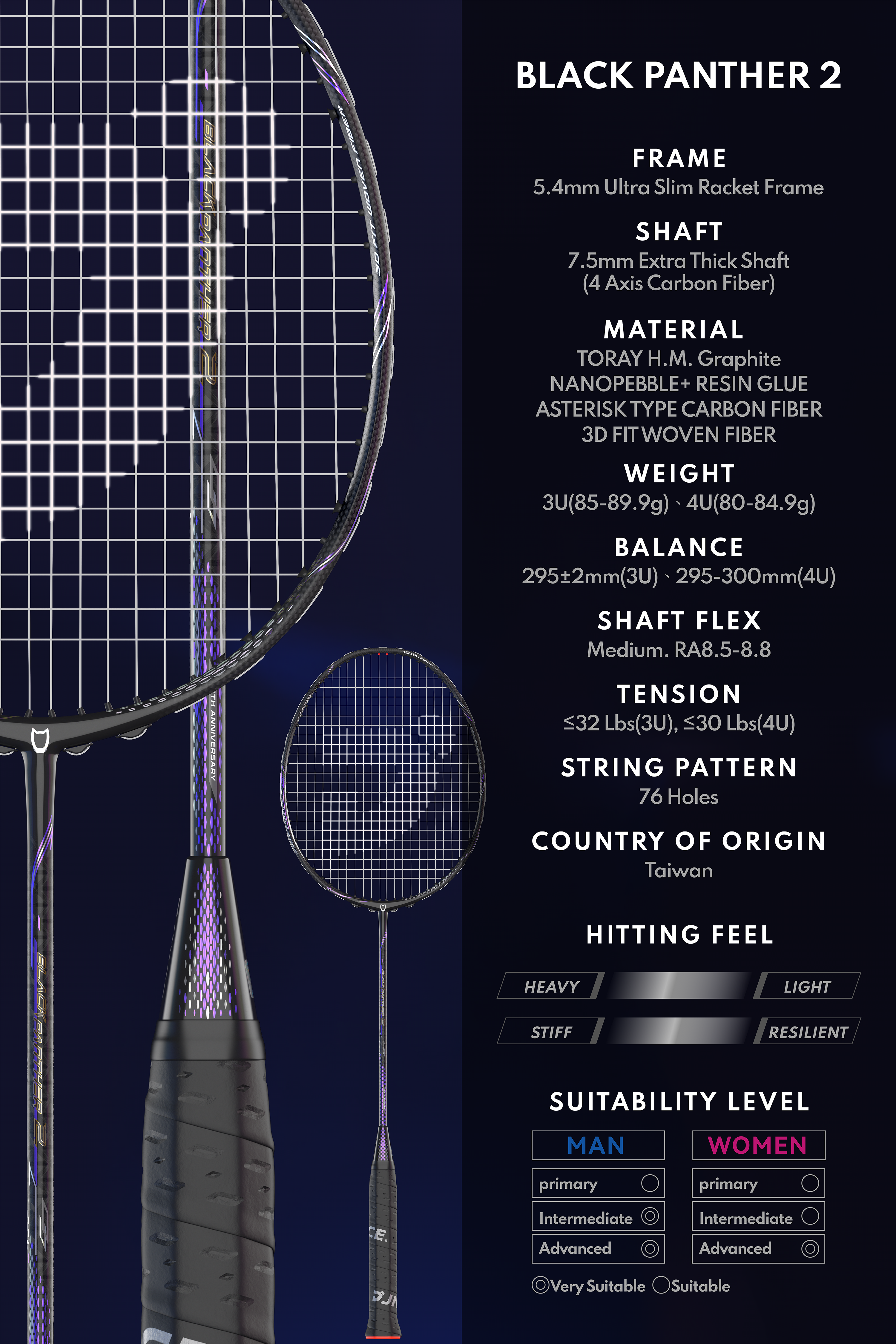 3u Jnice black Panther 2 ltd badminton racket 2025/2026 - Preorder ...