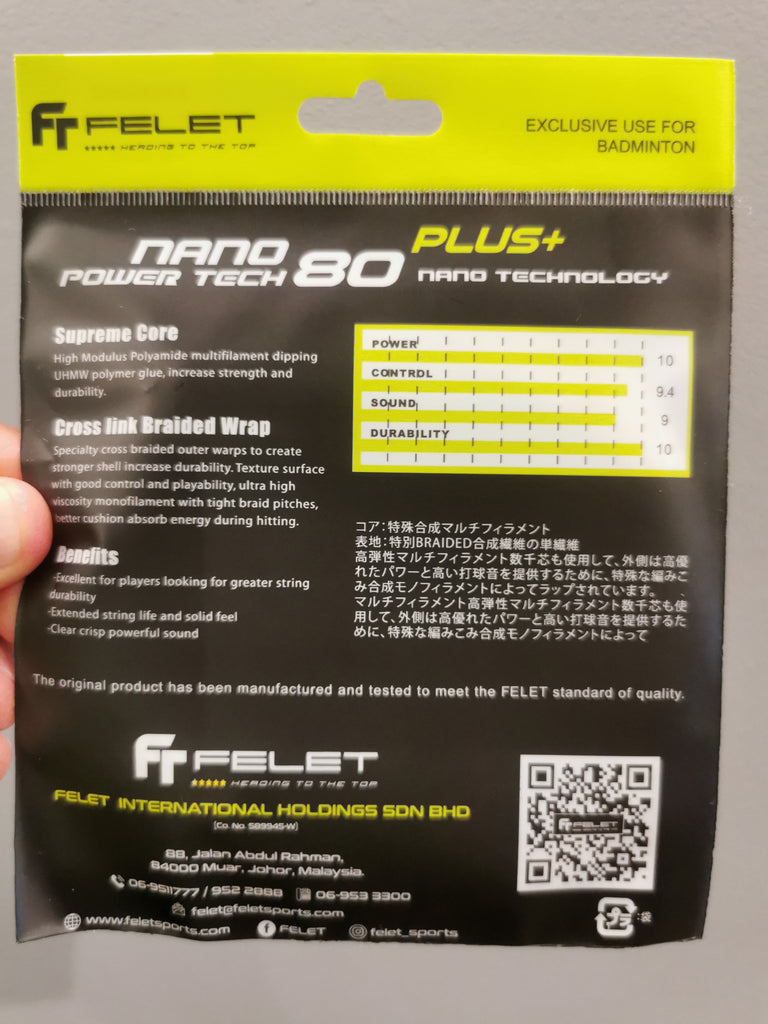Felet Nano Power Tech 80 Plus Racket String | badminton racket review